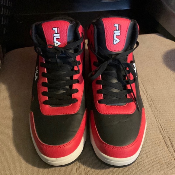 Fila | Shoes | Fila Red And Black High Top Sneakers | Poshmark